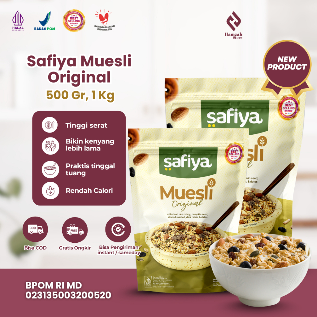 Jual Muesli Safiya 1kg Muesli Sereal Oatmeal Sarapan Sehat Original ...