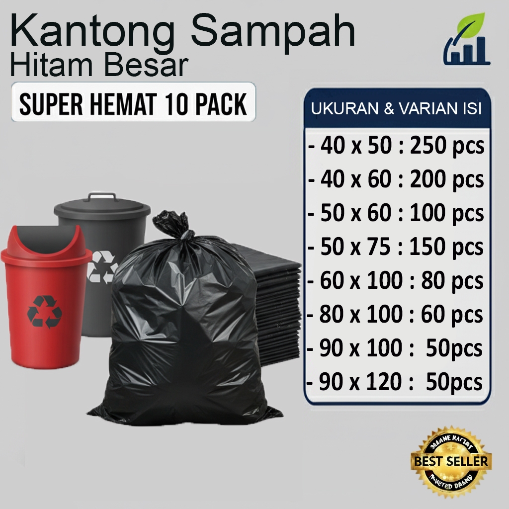Jual SUPER HEMAT 10 PACK | Kantong Sampah Hitam Tebal Kuat | Trash Bag ...