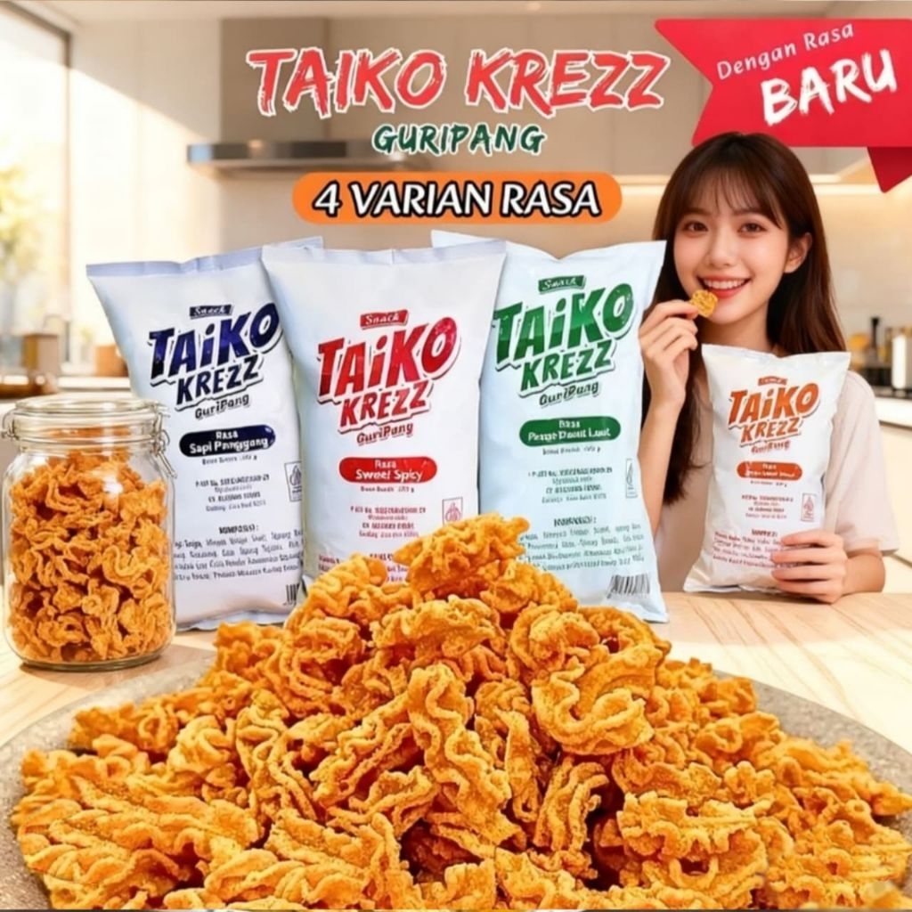 Jual COD Snack Taiko Krezz Guripang 500G/Halal. Camilan/Makanan kembung ...
