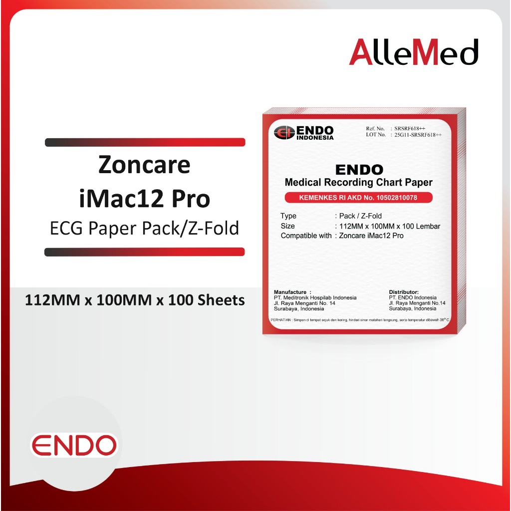Jual ENDO ECG Paper 112MM x 100MM x 100 Lembar Zoncare iMac 12 Pro ...