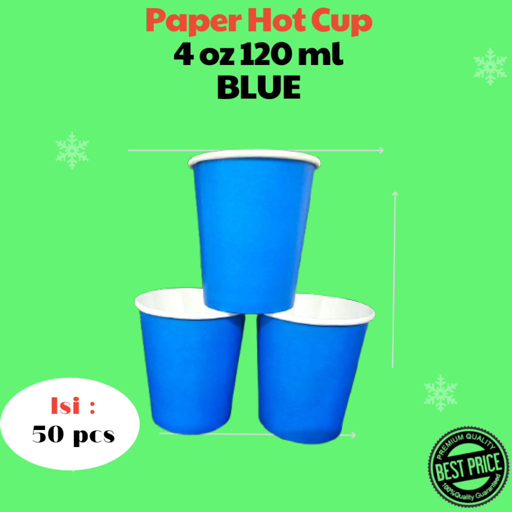 Jual Paper Hot Cup 4 oz 120 ml Blue Biru Gelas Kertas gelas tester ...