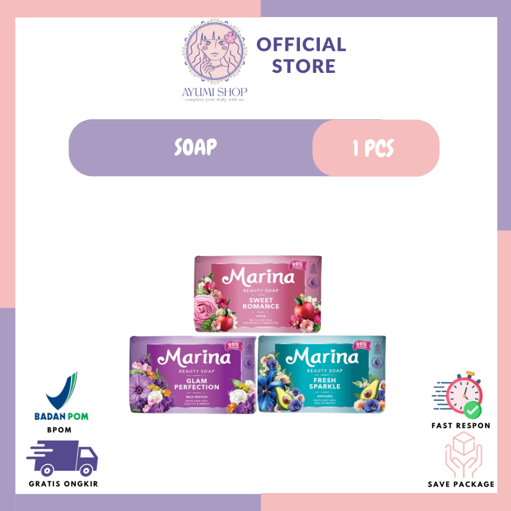 Jual AYUMI MARINA Soap Bar - Sabun Mandi Batang 60gr | Shopee Indonesia