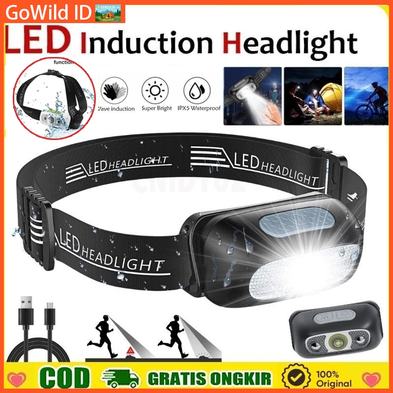 Jual Ready Stock Senter Kepala Headlamp Motion Sensor Headlight ...