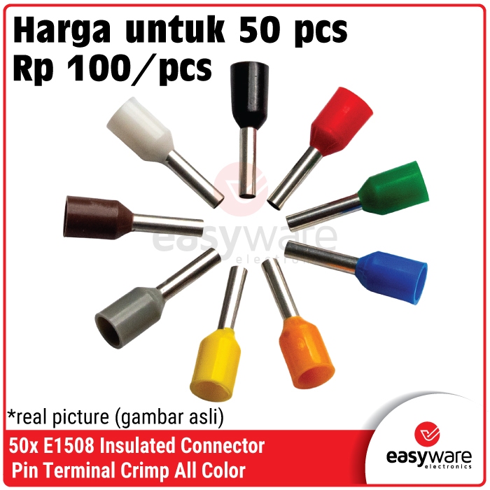Jual 50pcs Crimp Terminal E1508 VE1508 Skun Insulated Ferrules Terminal ...