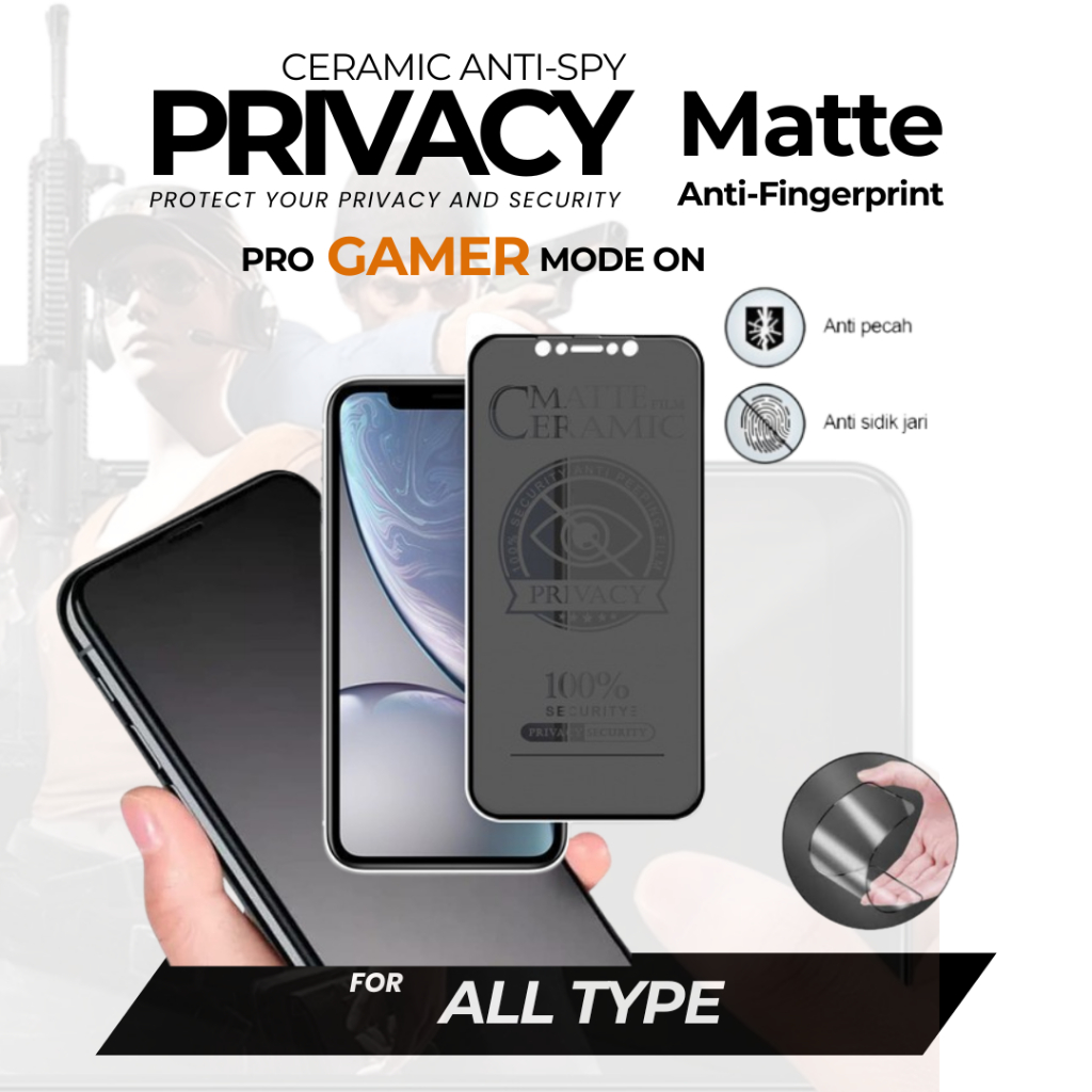 Jual (Khusus LIVE) Anti Spy Privacy Matte (Ceramic) Screen Protector ...