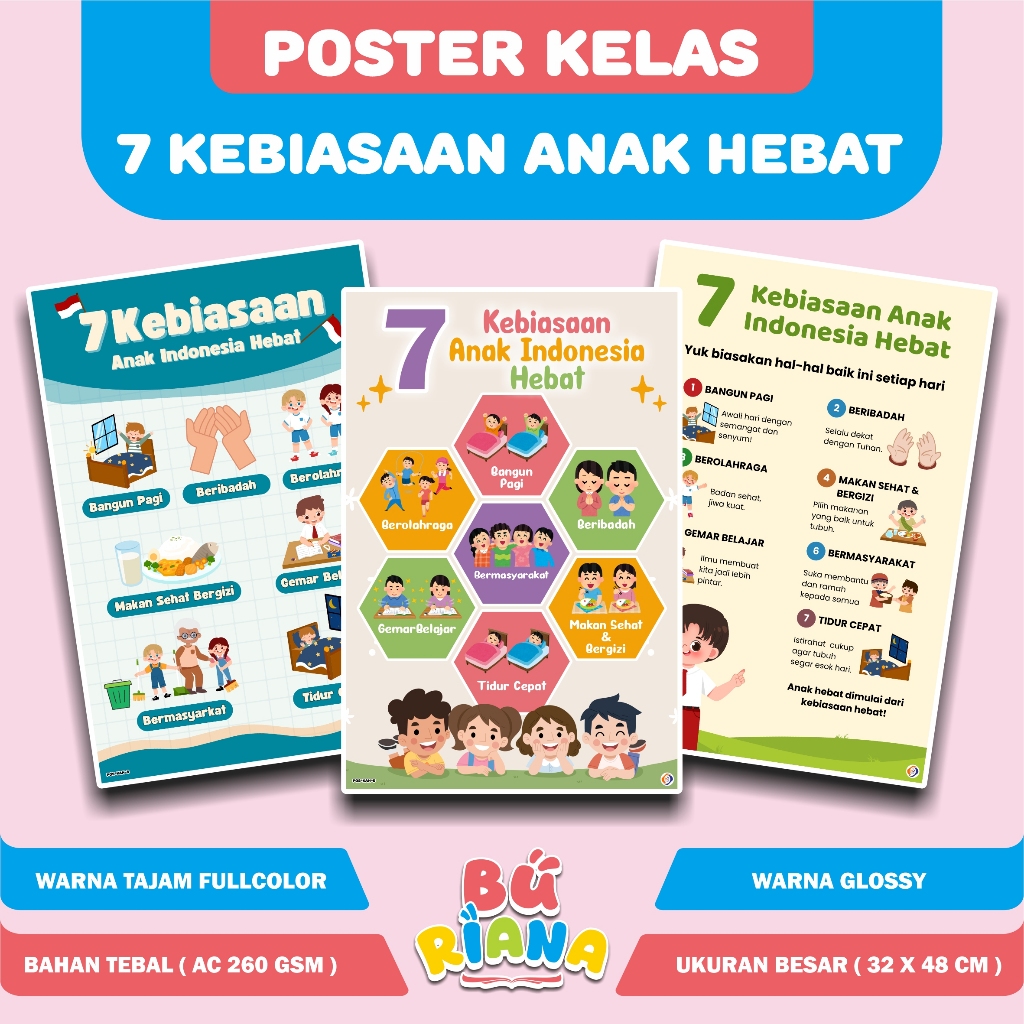 Jual Poster 7 Kebiasaan Anak Indonesia Hebat / Poster Anak Indonesia ...