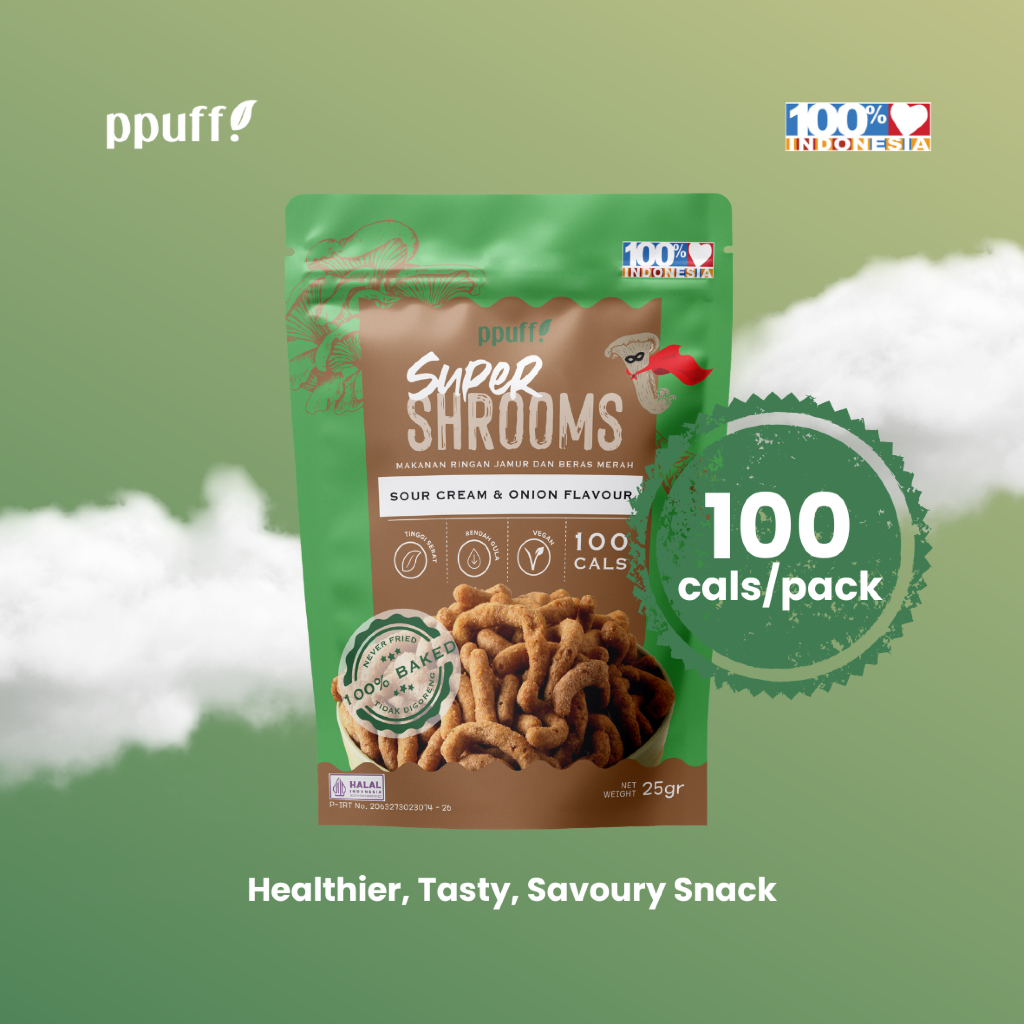 Jual Ppuff! SuperShrooms Sour Cream & Onion [50gr] | Snack Rendah ...