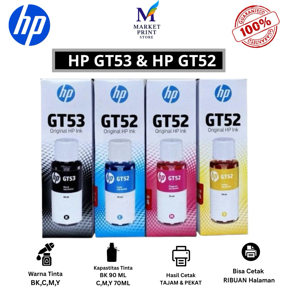 Jual Tinta HP GT53 GT52 Original Set Hitam + Warna Untuk HP Ink Tank ...