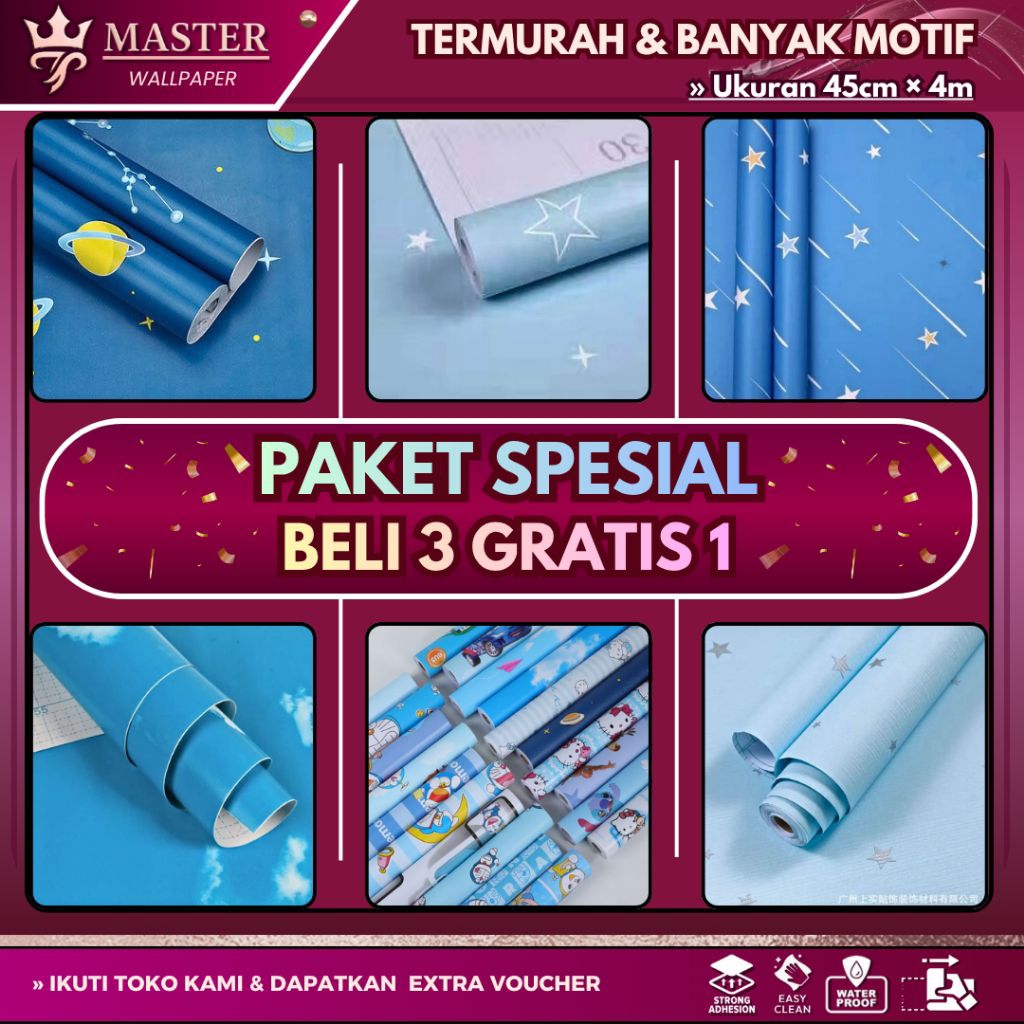 Jual [BELI 3 GRATIS 1] Wallpaper Dinding Stiker Motif Bintang Angkasa ...