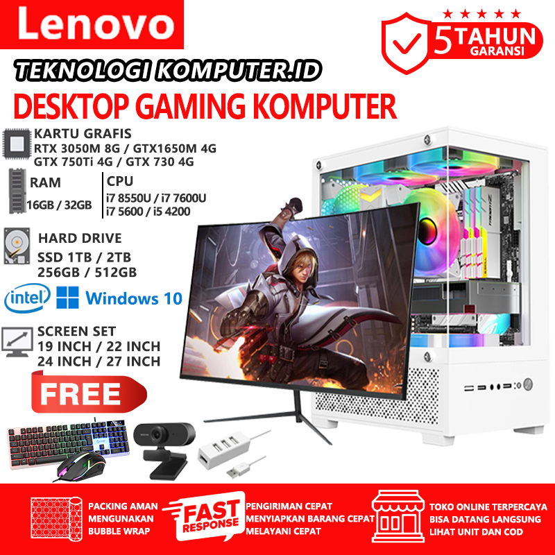 Jual Lenovo Komputer Desktop Gaming Full Set Baru Berlaku Untuk Kantor ...