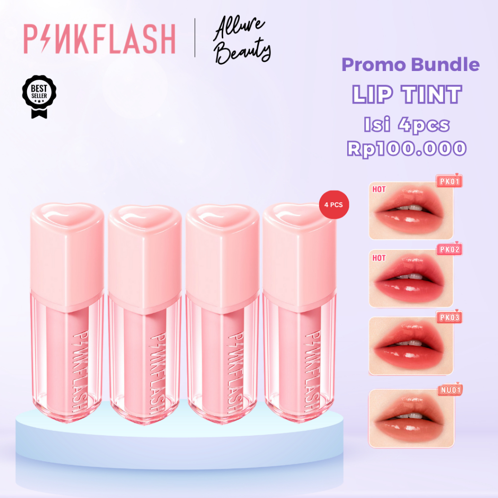 Jual (PROMO BELI 4PCS) PINKFLASH Transferproof Bubble Glowy Tinted Lips ...