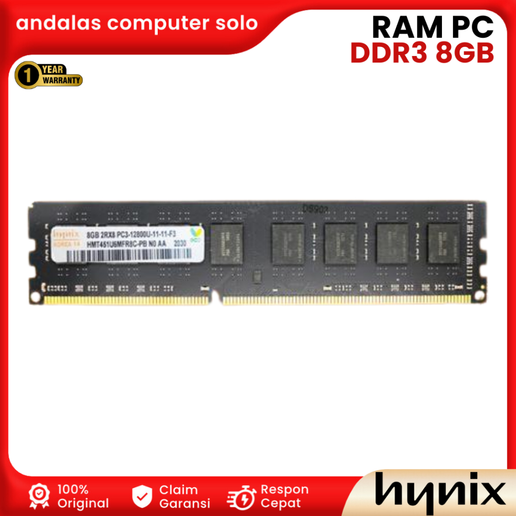 Jual RAM PC KOMPUTER HYNIX DDR3 8GB PC-12800 LONGDIMM RAM PC KOMPUTER ...