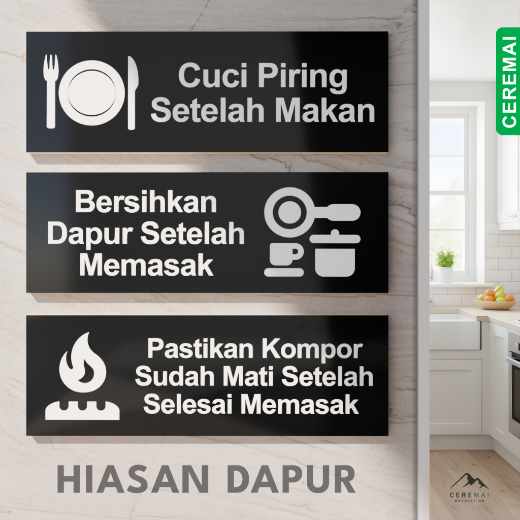 Jual CM DECOR - PERATURAN DAPUR PAPAN ATURAN KOST MASAK SIGN DINDING ...