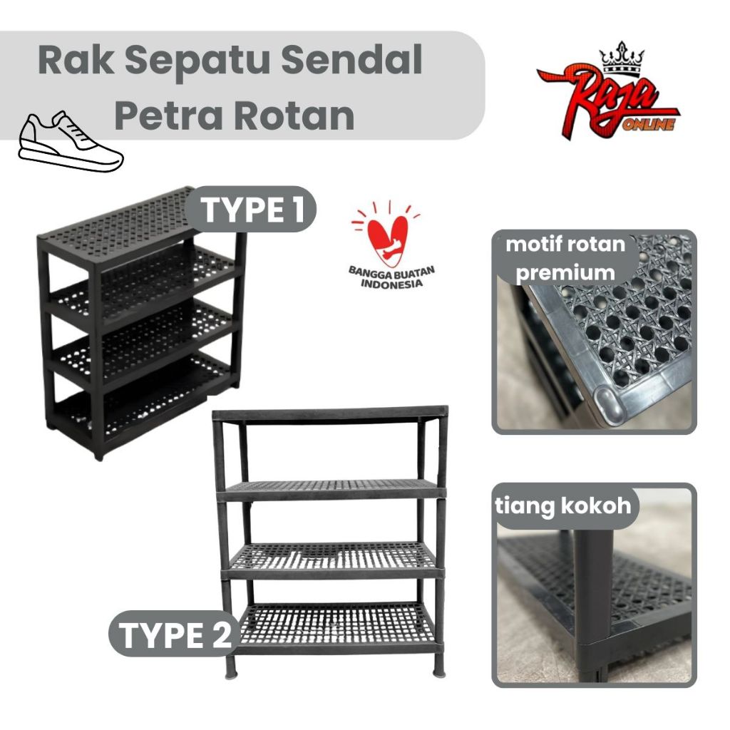 Jual Rak Sepatu Petra 4 Susun Tempat Sendal Serbaguna Rak Sendal 4 ...