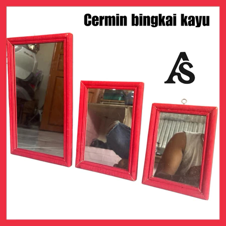 Jual Cermin Kaca Bingkai Kayu Ukuran Kecil Sedang Besar | Shopee Indonesia