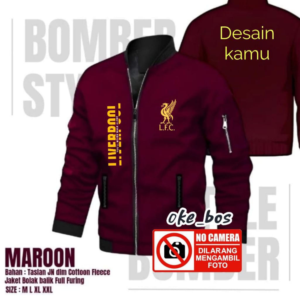 Jual Jaket bomber custom Liverpool FC terbaru pria dan wanita bolak ...
