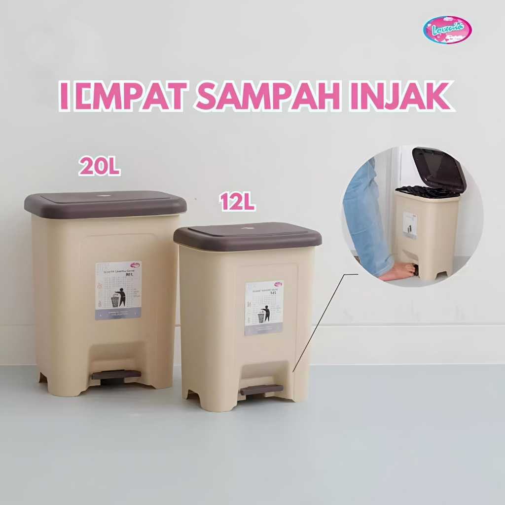 Jual Tempat Sampah Injak Lovenia 12L 20L Coklat || Tempat Sampah Injak ...