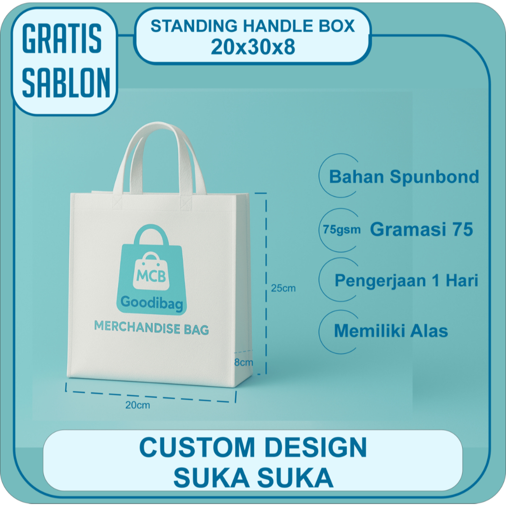 Jual TAS SPUNBOND LIPAT BOX 20X25 (SABLON COSTOM) UNTUK TAS SOUVENIR ...