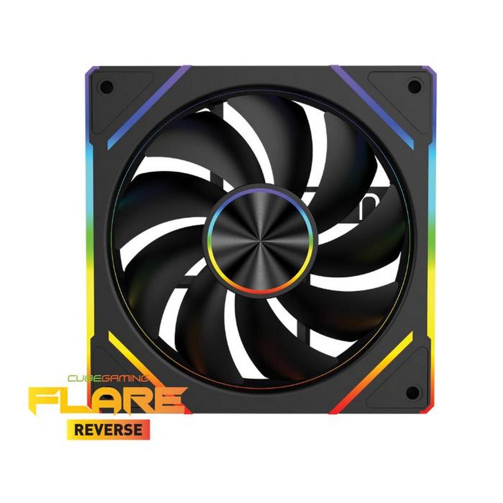 Jual CUBE GAMING FLARE Reverse BLACK 12CM PWM A-RGB Fan - Side Mirror ...