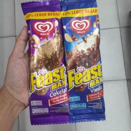 Jual Wall's Feast Max es krim ice cream COKLAT / VANILA 65ml | Shopee ...