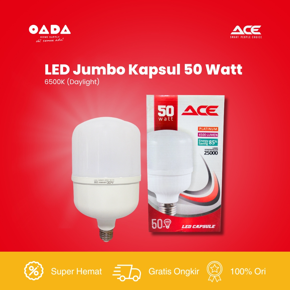 Jual ACE Lampu LED Jumbo Kapsul Cahaya Putih 5W 10W 15W 20W 30W 40W 50W ...