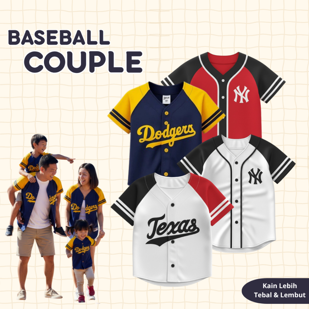 Jual Baju Couple Baseball Keluarga Set Jersey Baseball Pria Wanita Anak ...