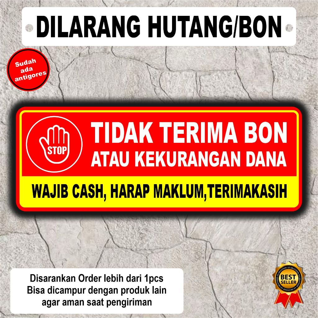 Jual stiker vinyl anti air MOHON MAAF DILARANG/TIDAK TERIMA HUTANG/BON ...