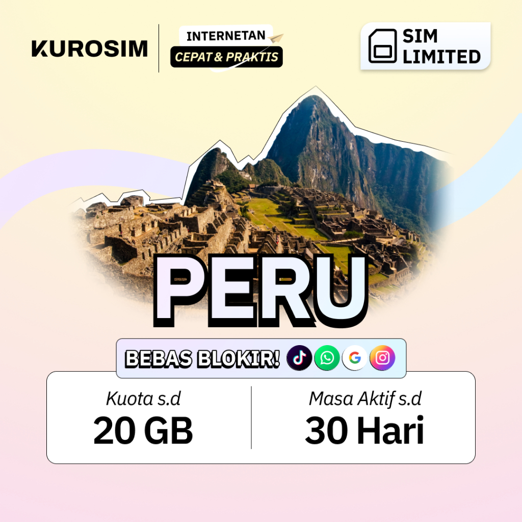 Jual Kartu SIM Peru Kuota Besar Kurosim | SIM Card Travel Data Roaming ...