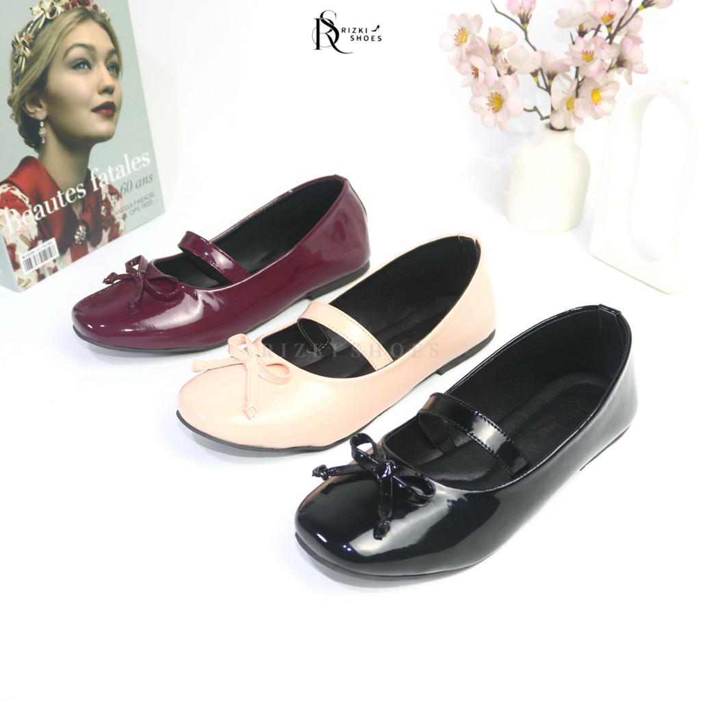 Jual Sepatu Flatshoes Ballerina Wanita Sepatu Mary Jane Casual Pita ...