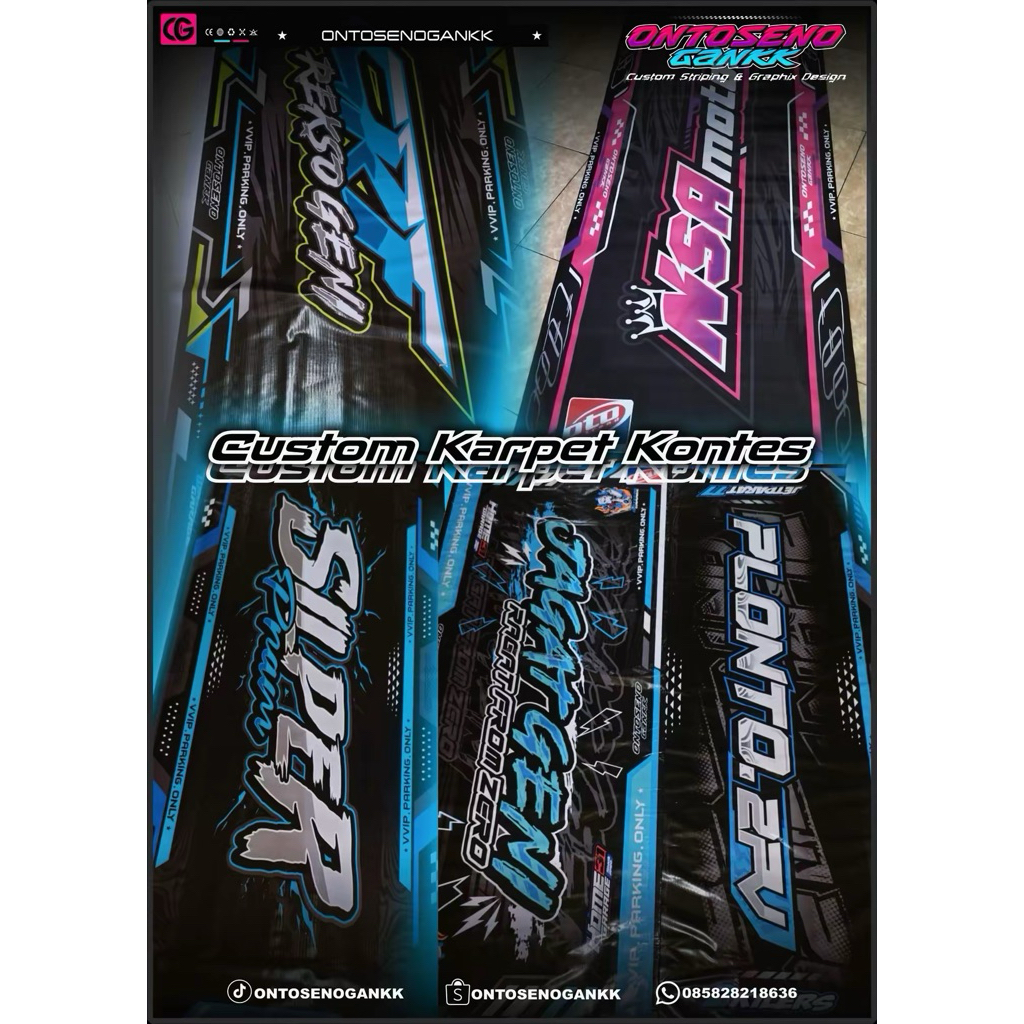 Jual Banner Karpet Alas Motor Kontes Custom Nama Dan Warna UKURAN 200CM ...