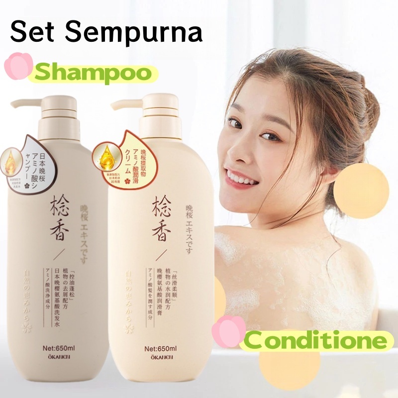 Jual ⭐COD ORI⭐Sakura Shampo Okanen 650ml + Sakura Japan hair ...