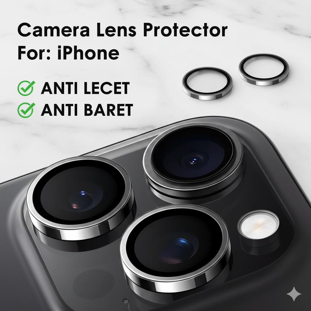 Jual Tempered Glass Camera Protector Metal Ring iPhone 11 12 13 14 15 ...