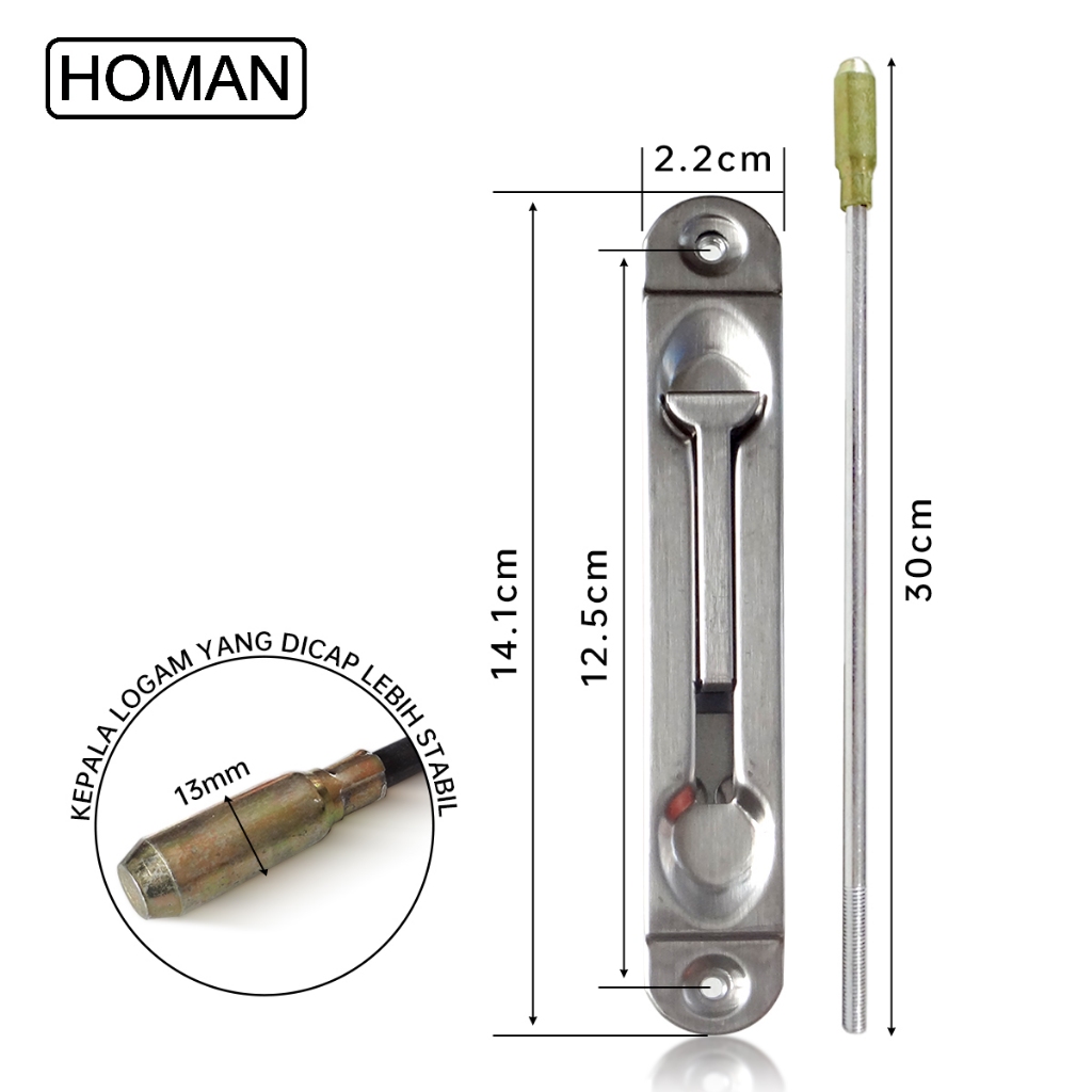 Jual Homan Selot Pintu Flush bolt Baut kepala datar baja tahan karat ...