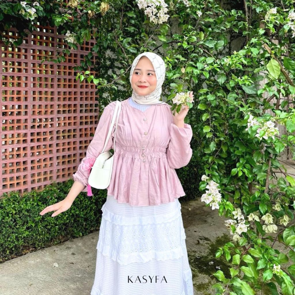 Jual Atasan Wanita Rose Button Kemeja Slim Fitt Valena | Shopee Indonesia