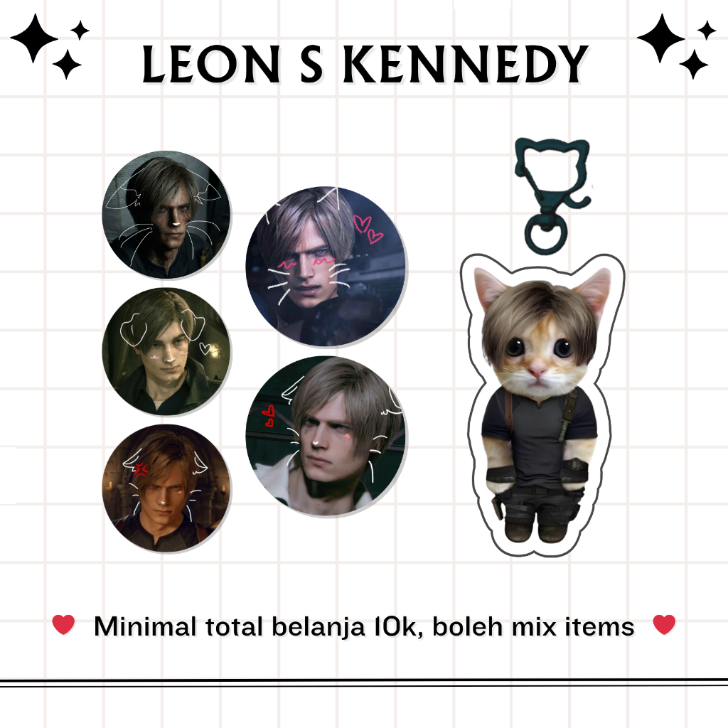 Jual LEON S KENNEDY RESIDENT EVIL MERCH | GLITTERY PIN | ACRYLIC ...