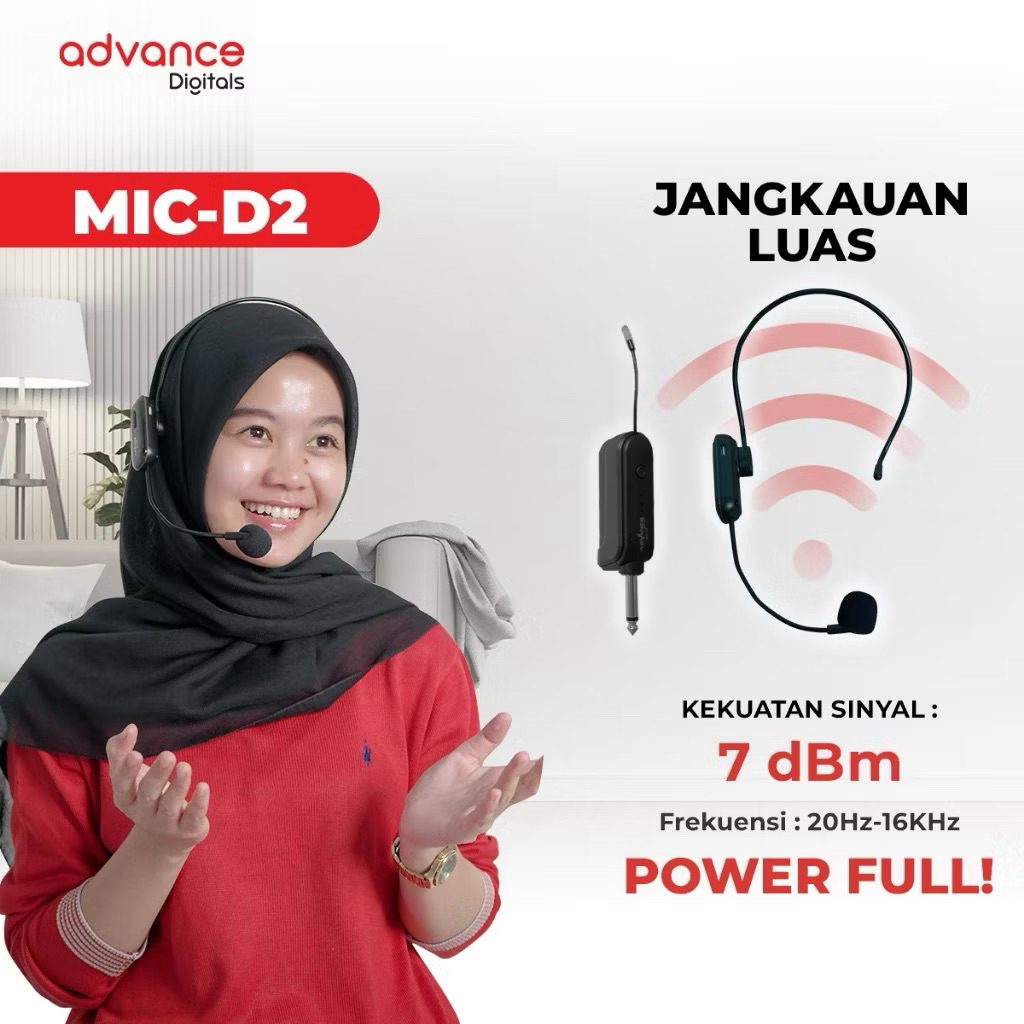 Jual ADVANCE MIC Wireless Headset D2 / Microphone Headset / Mic Bando ...