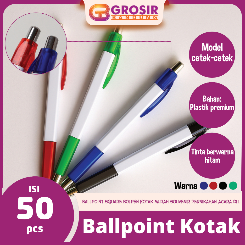 Jual [ISI 50]Ballpoint Square Bolpen Kotak Murah Souvenir Pernikahan ...