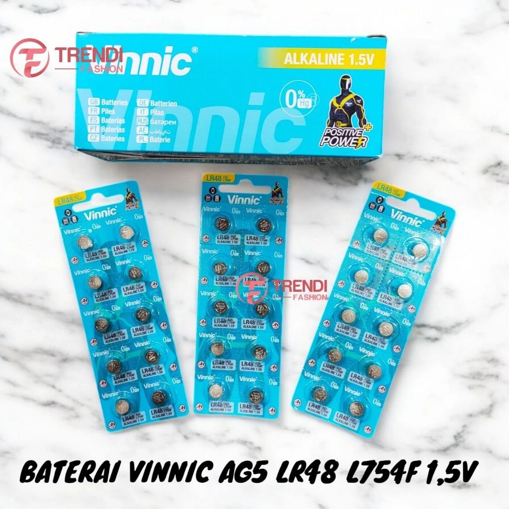 Jual Baterai Vinnic AG5 LR48 L754F 1,5V Baterai Vinnic Alkaline Lr48 ...