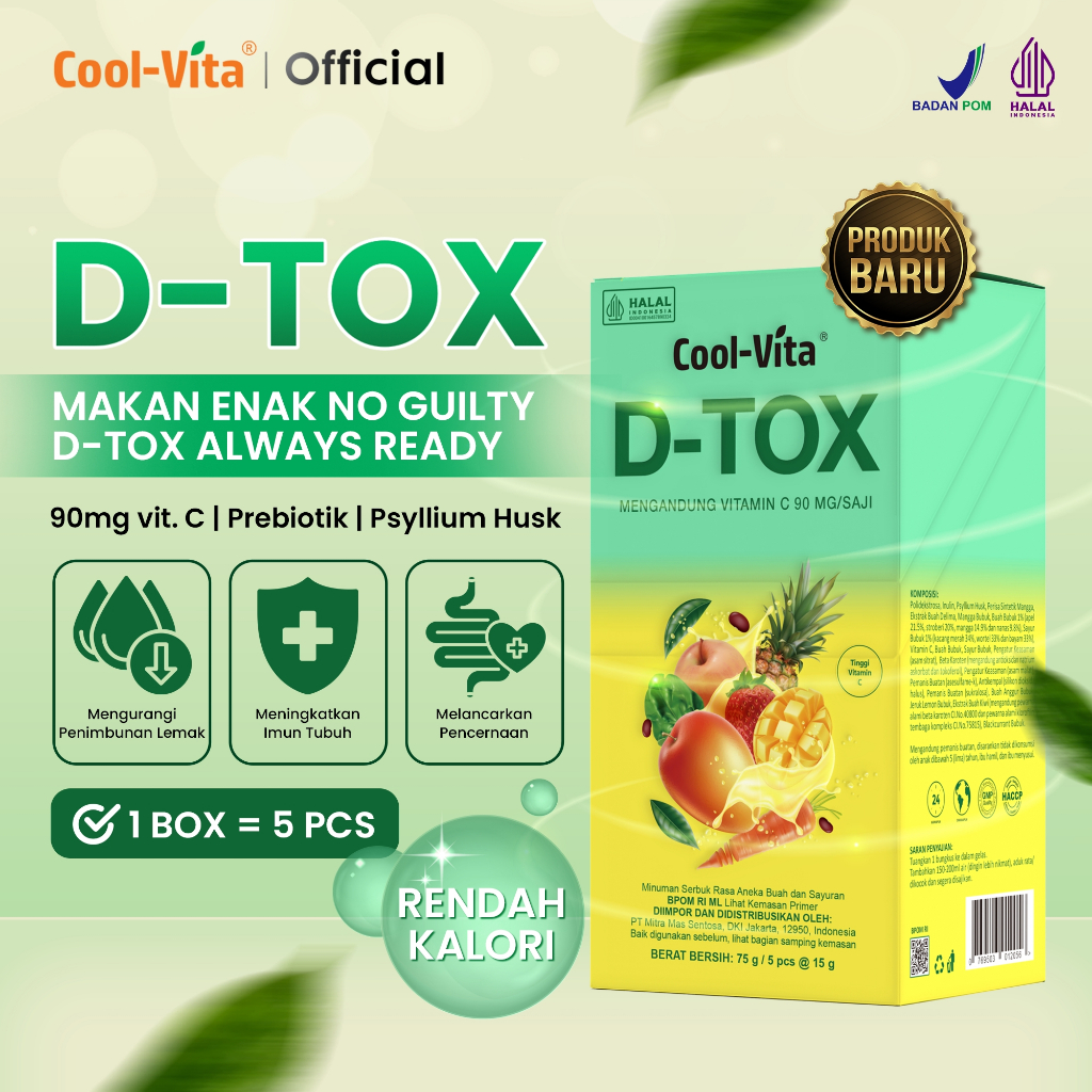 Jual [BARU] Coolvita D-Tox Enzyme Powder 1 Box - Vitamin C, Psyllium ...
