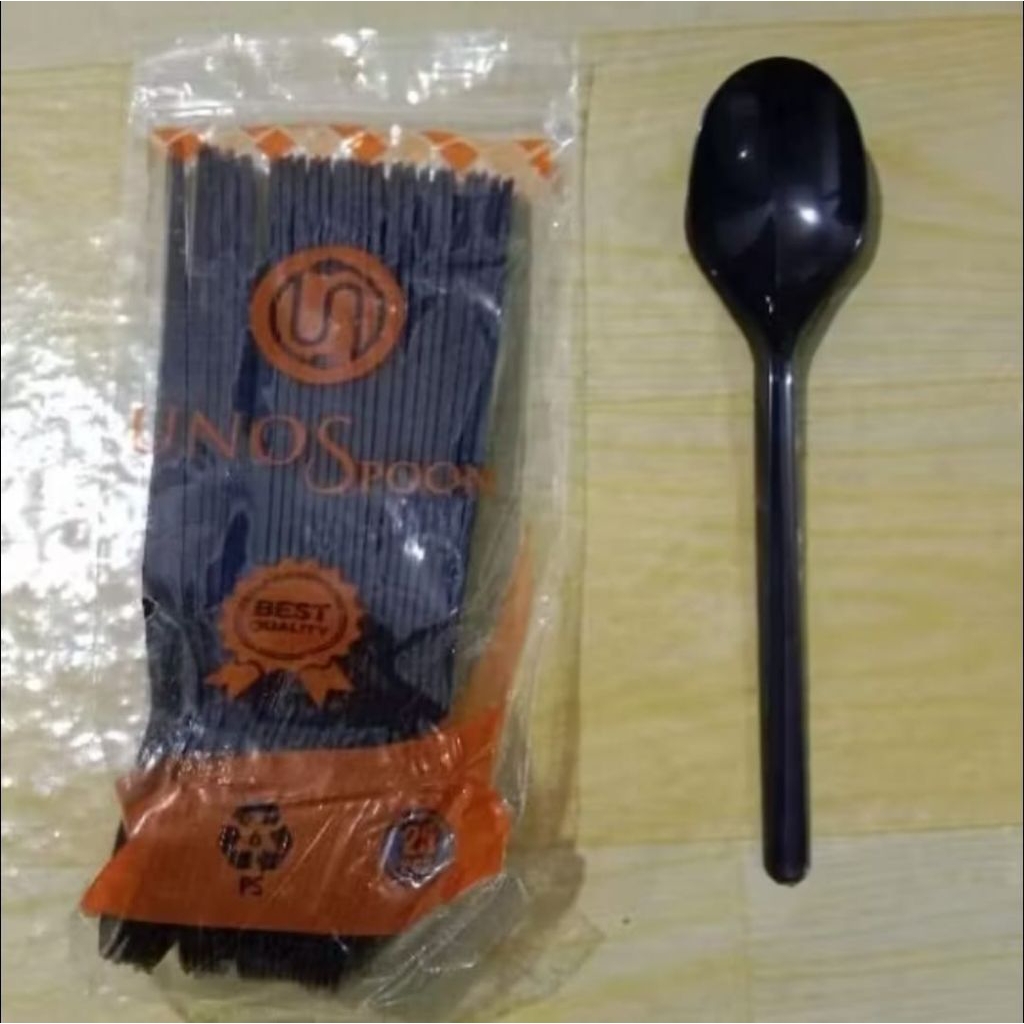Jual SENDOK MAKAN PANJANG UNO HITAM (isi 25 pcs) | Shopee Indonesia