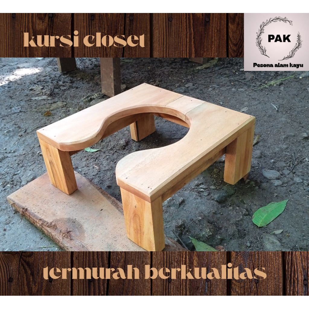 Jual Kursi toilet wc 45x45 cm closet duduk portable kayu kursi bolong ...