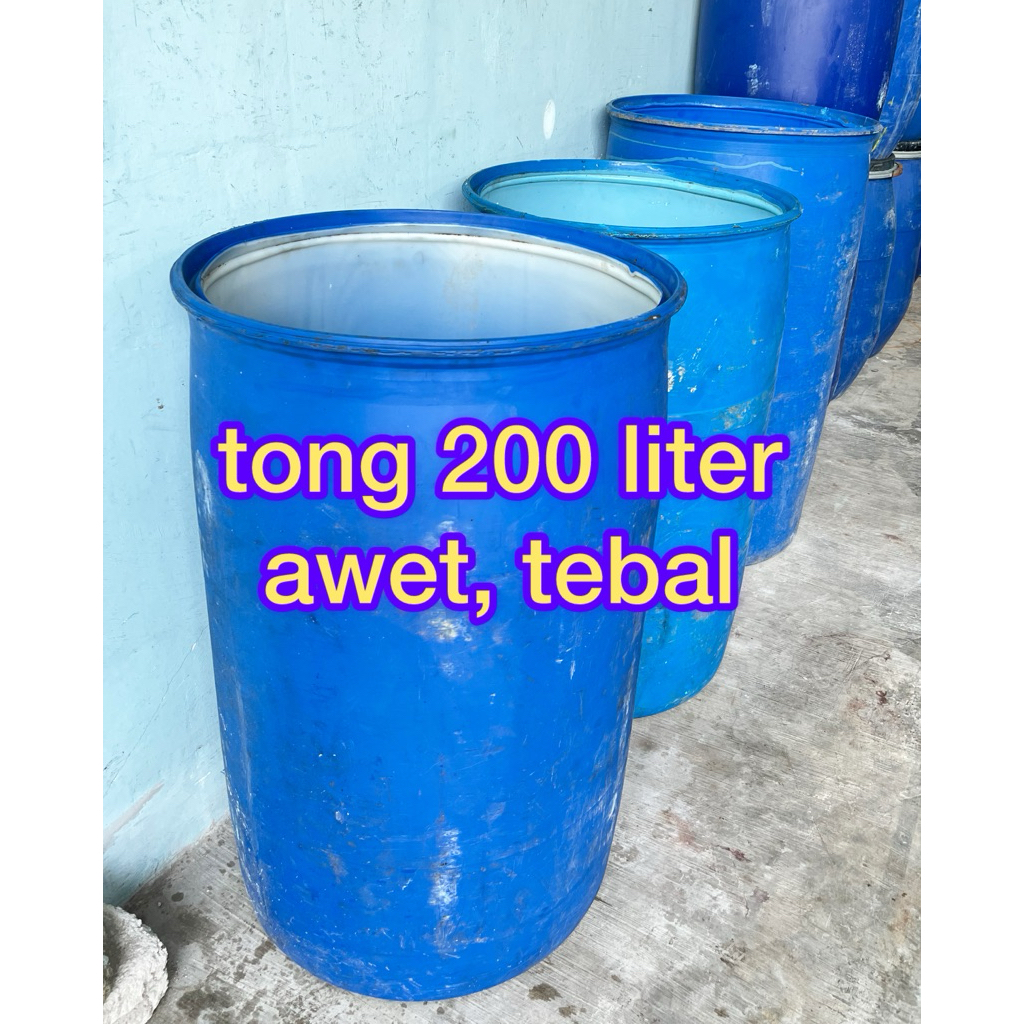 Jual drum plastik 200 liter terbuka no tutup - tong biru 200 liter ...