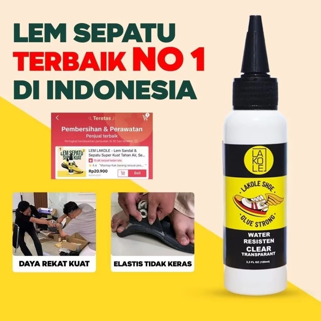 Jual LEM LAKOLE-Lem Sandal & SepatuSuper Kuat Thn Air,Sealant ...