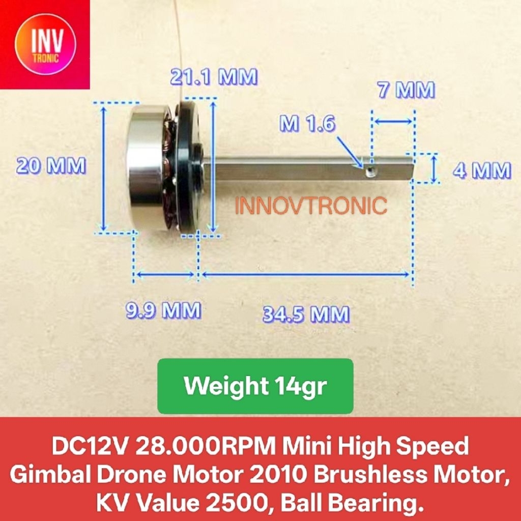 Jual 3 Phase BLDC Motor DC12V 28.000RPM Mini High Speed Gimbal Motor ...