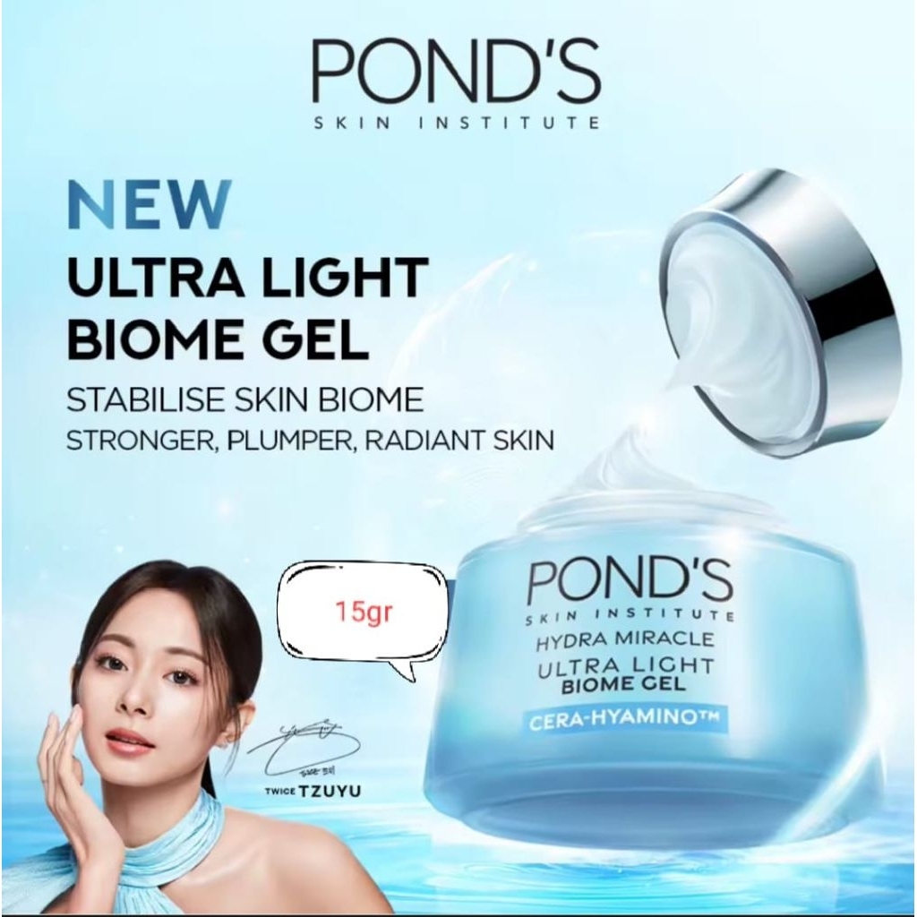 Jual PONDS ULTRA LIGHT BIOME GEL CERA- HYAMINO BIRU 15gr | Shopee Indonesia