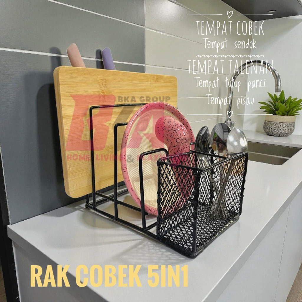 Jual Rak Cobek 5in1 Anti Karat Multifungsi untuk Sendok Talenan Tutup ...