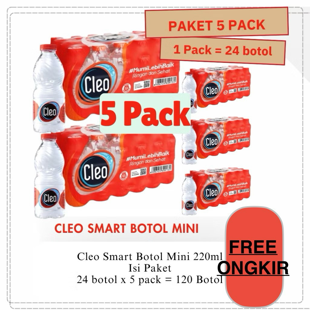 Jual Cleo Mini 220ml botol isi 24 botol X 5 Pack - Air Minum Murni ...