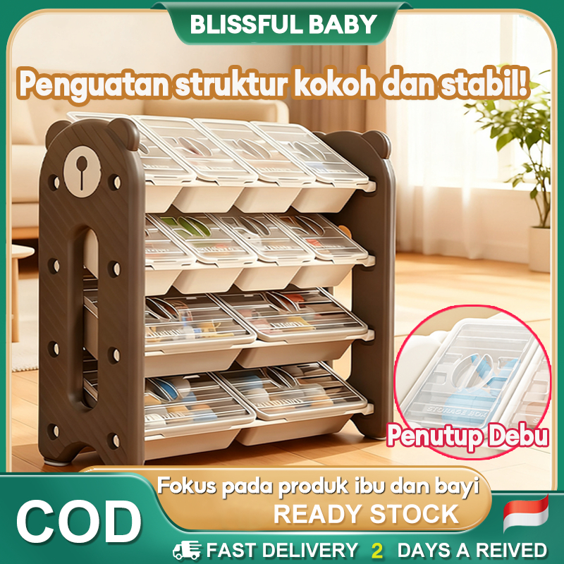 Jual Rak Mainan Rak Penyimpanan Mainan dengan Tutup Transparan, Anti ...