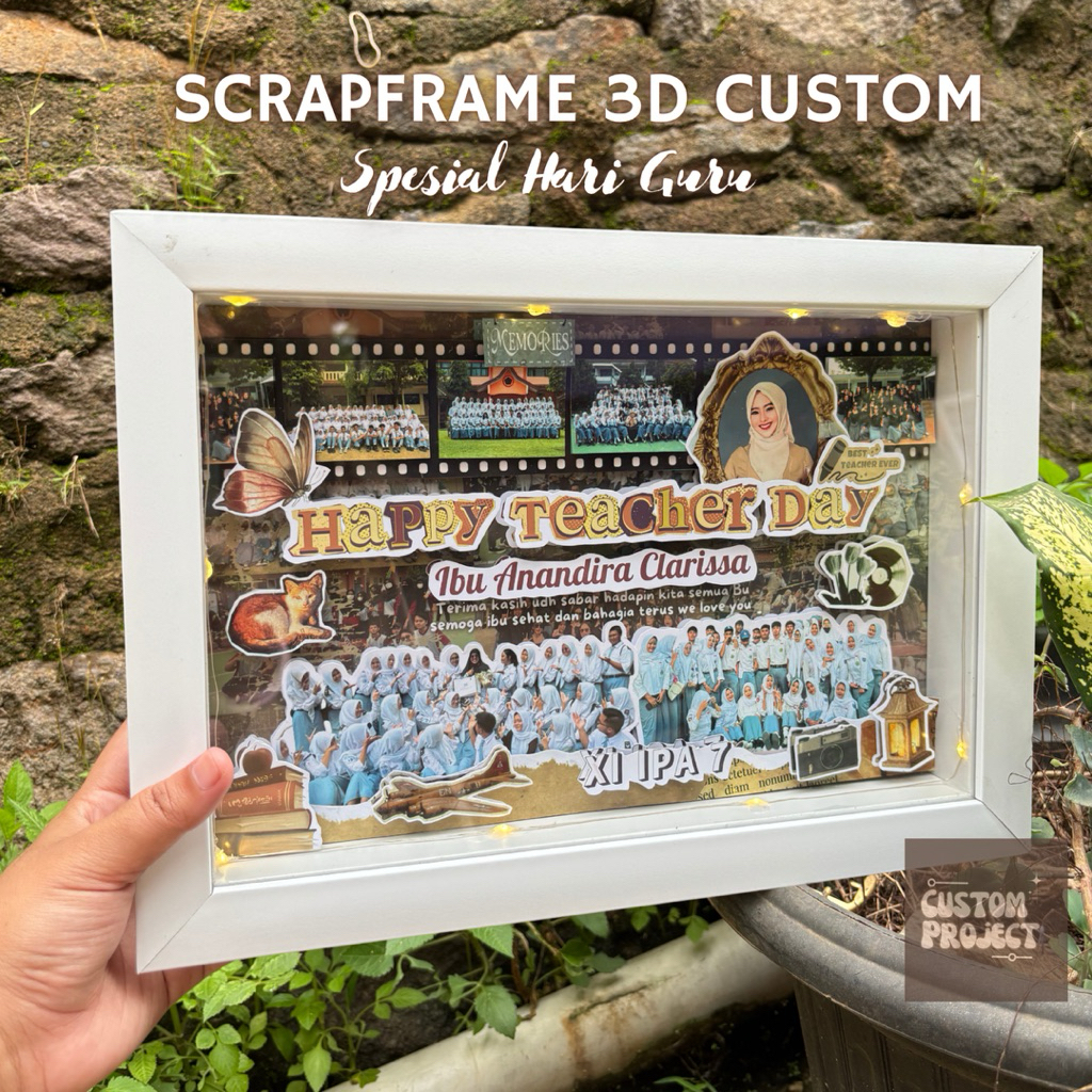 Jual READY Scrapframe 3D Hadiah Hari Guru A4 20cmx31cm hadiah guru unik ...