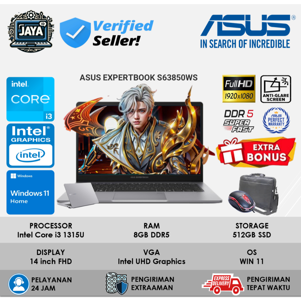Jual Laptop ASUS ExpertBook P1 P1403CVA-S63850WS Intel i3 1315U RAM 8GB ...